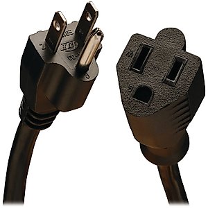 Tripp Lite Power Cord Extension Cable, Heavy Duty, 14AWG, 5-15P to 5-15R, 15A, 25' (P024-025) black