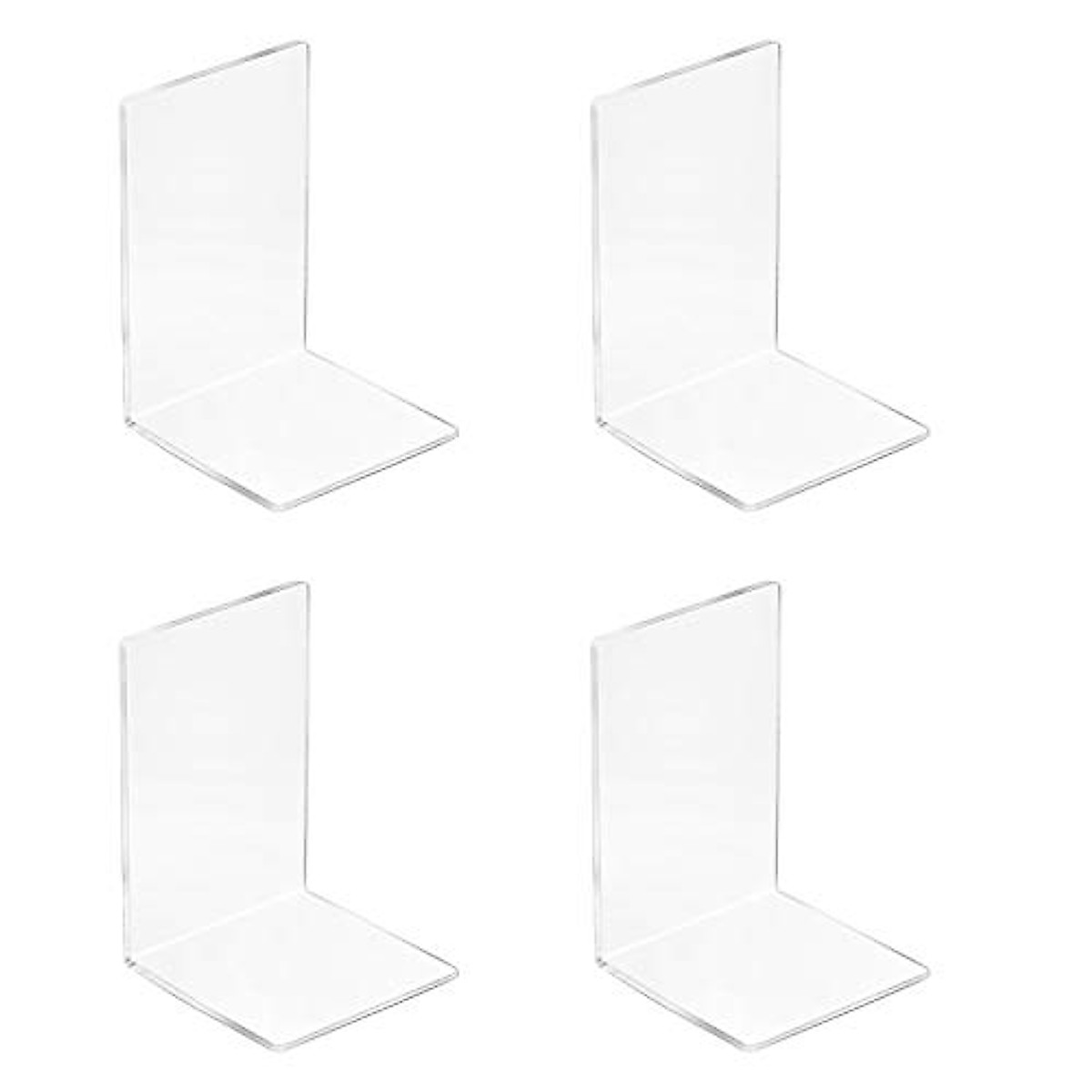 Yestbuy 4 Packs Acrylic Book End,Bookends for Shelves,Heavy Duty Book End,Clear Book Holder Desktop Organizer for Heavy Books/Movies/CDs Perfect Book Shelf Holder ( 4 pcs/2 Pairs )