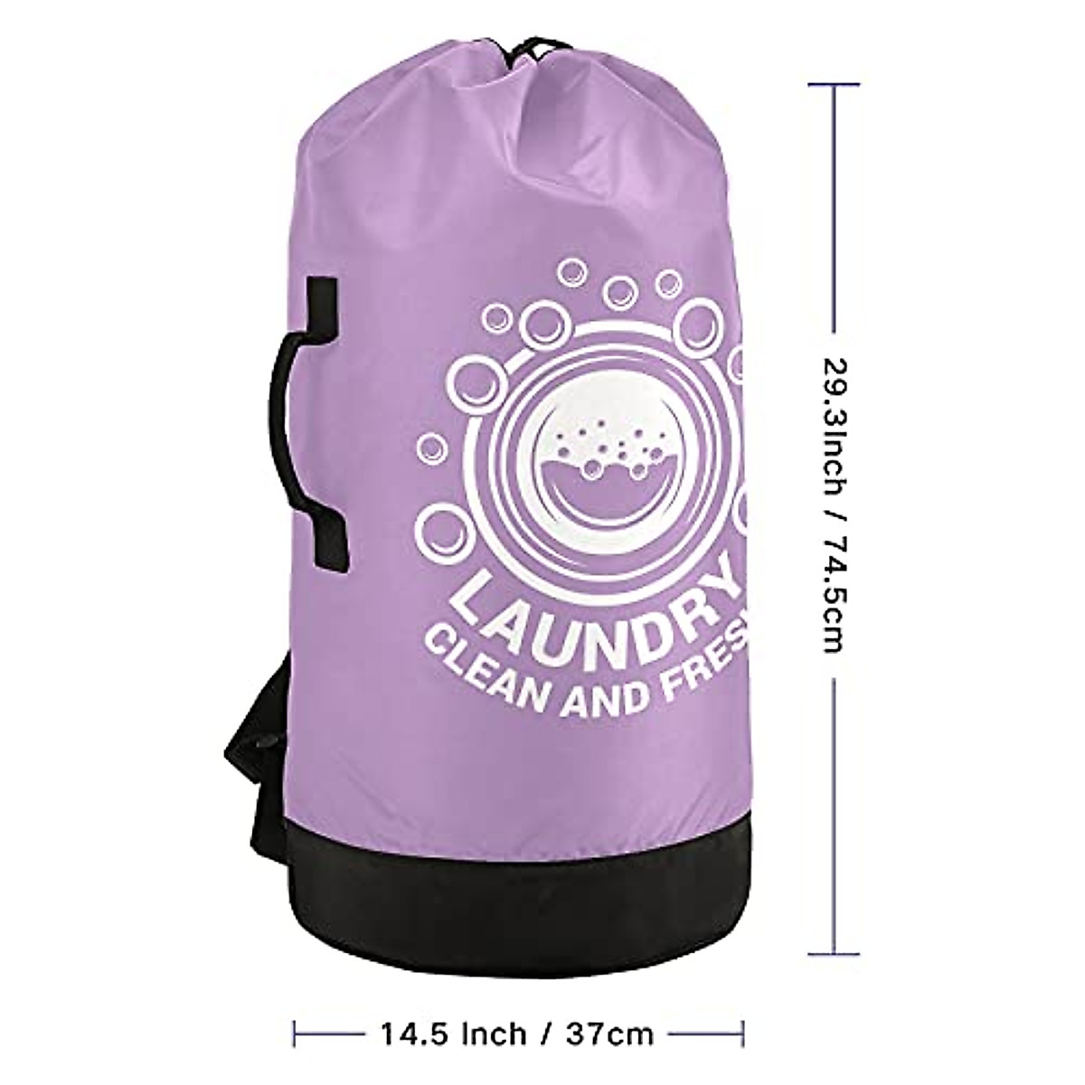 Purple Laundry Backpack Large Heavy Duty Laundry Bag with Shoulder Straps Waterproof Laundry Hamper Drawstring Closure Dirty Clothes Organizer for College Students Traveling Camp