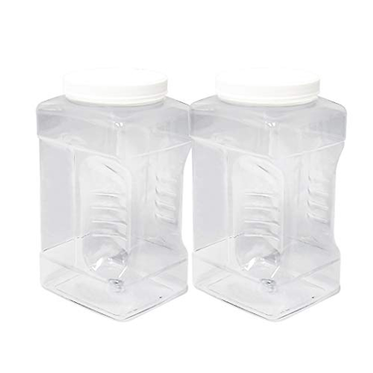 ljdeals 1 Gallon Clear Plastic Storage Containers Grip Jars, Wide Mouth Square Canisters, Pack of 2, BPA Free, Food Safe, Made in USA
