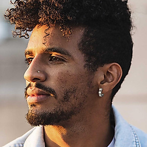 Jstyle Stainless Steel Mens Womens Clip On Earrings Hoop Huggie Non-Piercing Hypoallergenic White