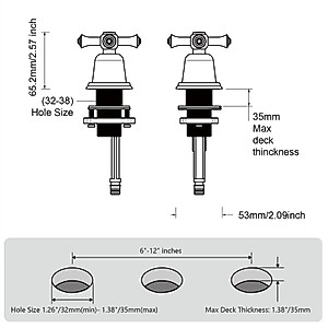 RKF Faucet- Replacement Classic Cross Knobs Handles with Valve Faucet Accessory Faucet Parts Faucet Kit Oil Rubber Bronze W033