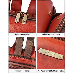 BOSTANTEN Womens Laptop Backpack Leather 15.6 inch Computer Back Pack Business College Daypack Vintage Large Travel Bag