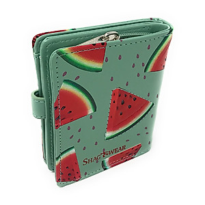 Shag Wear Small Watermelon Fruit Wallet for Women and Teen Girls Vegan Faux Leather 4.5" Green