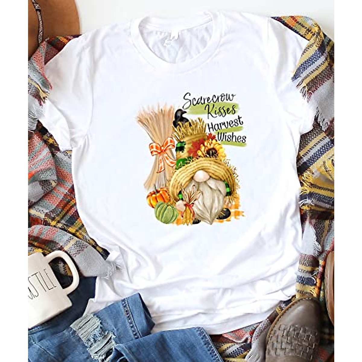 Fall Scarecrow Gnome Sublimation Transfer, Ready to Press, Autumn, Sunflowers, Pumpkins, Gnome Sublimation Transfer, Harvest, Ready to Use (Child x1-6")