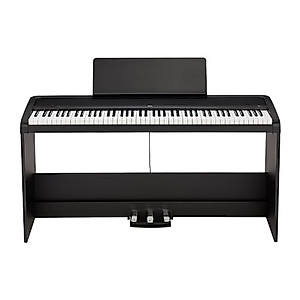 Korg, Portable Digital Piano with 88-Key Full Size Weighted Keyboard, Built-in Speakers, Furniture, Music Stand, and 3-Pedal Unit (B2SP BK)
