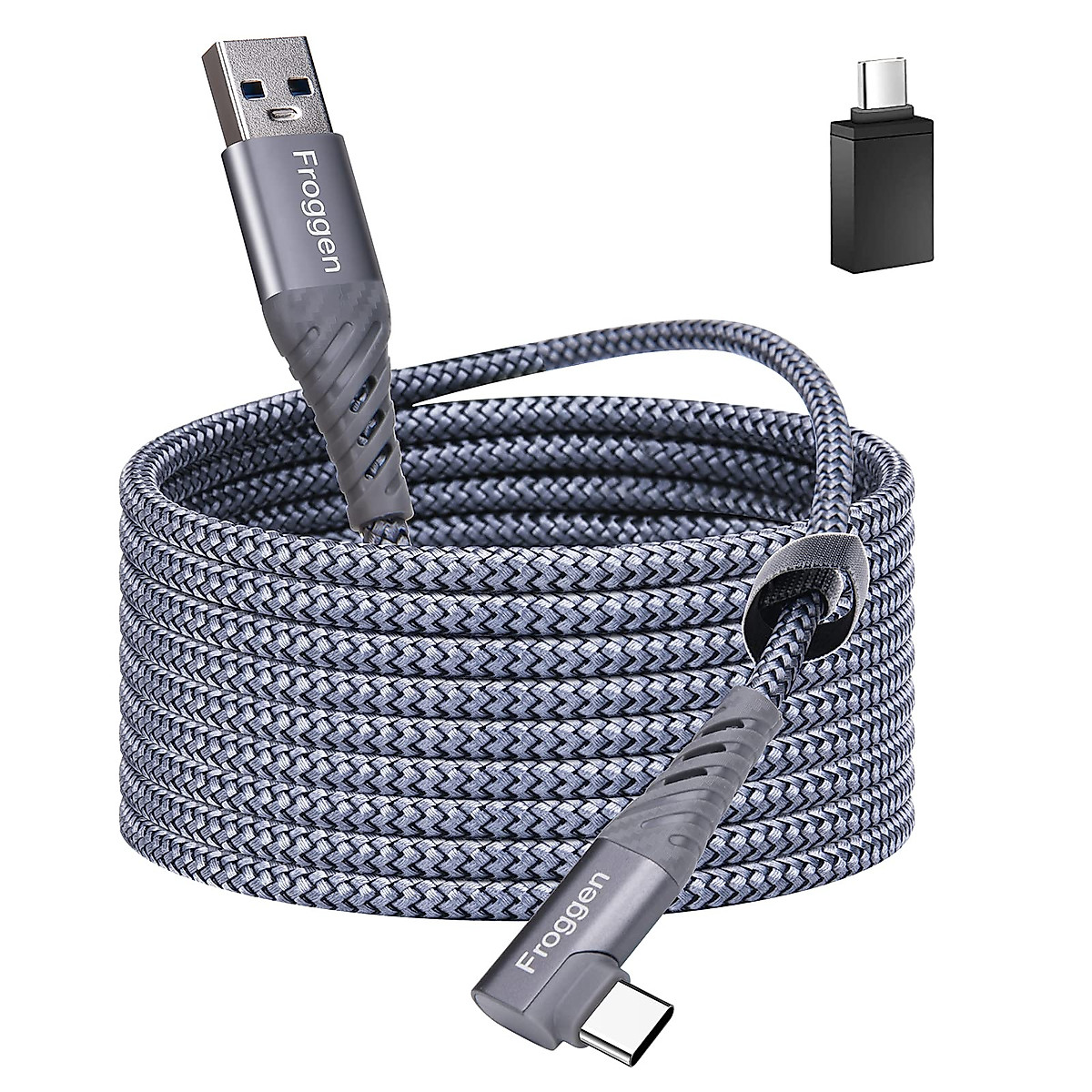 Froggen Link Cable Quest 2 Quest 1 [USB3.2/ 5Gbps] Nylon Braided Quest 2 Link Cable, High Speed Transfer & Fast Charge USB C Cable Compatible for VR Quest Headset and Gaming PC (10FT/3M)
