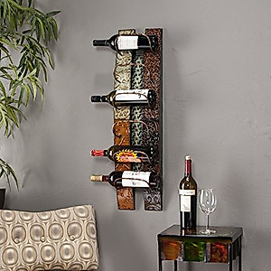 SEI Furniture Adriano Wall Mount Storage Wine Rack, 7.5 x 7.25 x 25 inches, Multicolor