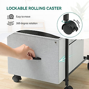 YITAHOME 2 Drawer Mobile File Cabinet, Vertical Fabric File Cabinet with Open Storage Shelf, Rolling Printer Stand for Home Office, Fits A4/Letter Size (Grey)