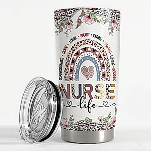 SANDJEST Nurse Tumbler 20oz Nurse Gifts for Nurses Women Nursing Stainless Steel Insulated Tumblers Coffee Travel Mug Cup Gift for Nurses Week Graduation Christmas