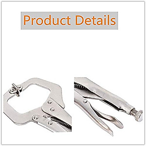 11" Locking C-Clamp 5Pack Locking Pliers Adjustable Welding Clamps w/Regular Tip and Swivel Pad for Shop Home Farm and Automotive