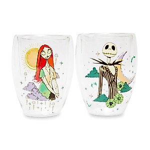 Disney The Nightmare Before Christmas Jack and Sally Stemless Wine Glasses, Set of 2