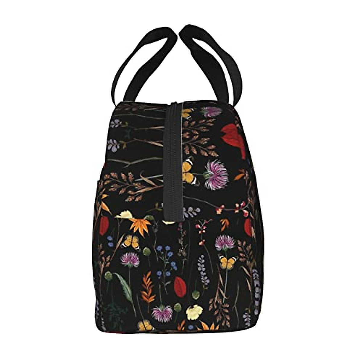Midnight Dark Wild Forest Nature Floral Reusable Insulated Lunch Bag For Women Men Waterproof Tote Lunch Box Thermal Cooler Lunch Tote Bag For Work Office Travel Picnic