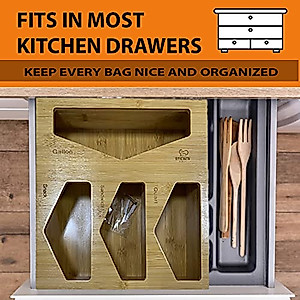 Bamboo Ziplock Bag Organizer for Drawer, Storage Bag Organizer for Kitchen, Plastic