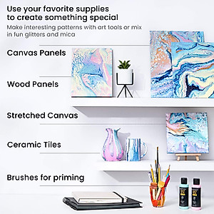 ARTEZA Acrylic Pouring Paint Set, 8 Pastel Colors, 4 oz Bottles, High-Flow Paint, No Mixing Needed, Art Supplies for Canvas, Glass, Paper, Wood, Tile, and Stones