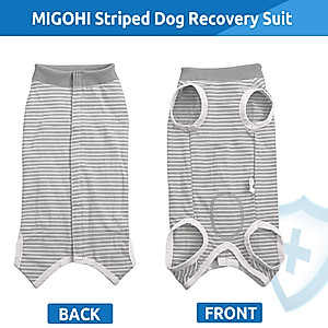 MIGOHI Dog Recovery Suit, Anti Licking Biting Dog Surgical Onesie After Surgery, Professional Dog Bodysuit for Male Female Dogs, Spay & Neuter Dog Shirts for Abdominal Wounds Skin Disease, Grey L