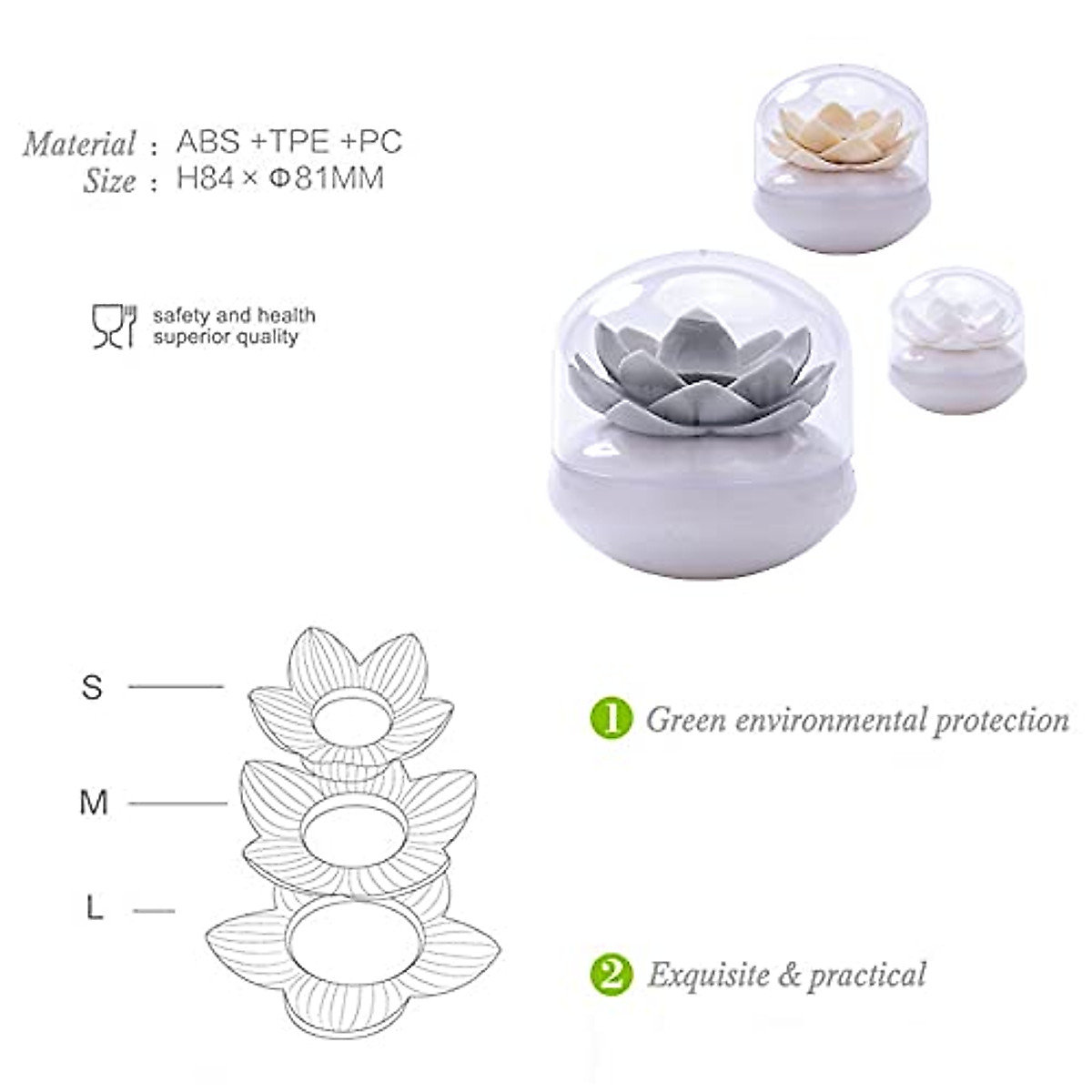 Chemlliy 3 Pack Cotton Swab Organizer Lotus Flower Designed Cotton Bud Holder Q-Tips Toothpicks Storage Box Holder