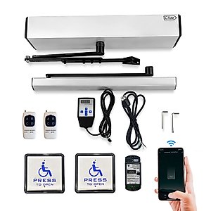 Olideauto Automatic Door Closer,AC110V Input Power Door Opener,Workable with Siri,Alexa,Google Assistance,App Remote Control Automatic Door with Smart WiFi Receiver and Wireless Handicap Wall Buttons