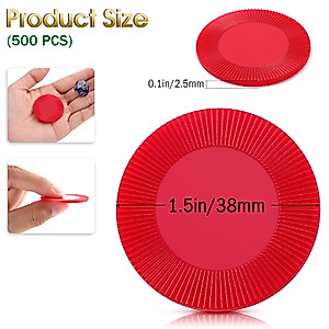 Leitee 500 Pcs Plastic Poker Chips Bulk 38 mm Lightweight Tokens Bingo Markers Blank Casino Counting Discs Learning Counters Disks for Adults Interlocking Game Counting Reward Card(Red)