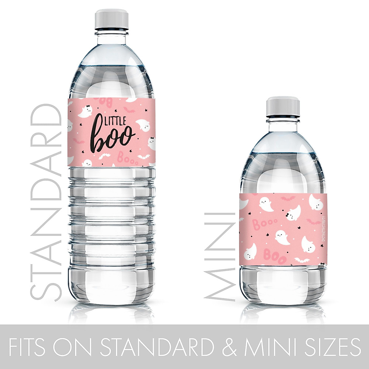 Pink A Little Boo is Almost Due Girl Baby Shower Water Bottle Labels, Halloween Baby Shower Waterproof Stickers for Water Bottles - 24 Count