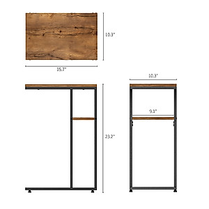 CubiCubi Side Table with Charging Station, C Shaped End Table with USB Ports and Outlets, Couch Table for Living Room, Bedroom, Couch, Sofa and Bed, Brown