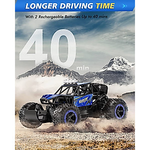 NBPOWER RC Cars for Boys Age 8-12, 1:14 Scale Remote Control Monster Truck, 2WD High Speed 20 Km/h Hobby rc Cars, 2.4GHz All Terrain Toy Trucks with 2 Rechargeable Battery, Outdoor Toy for Boys