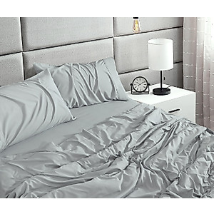 RUVANTI Full Size Sheets Set, Brushed Microfiber Sheets 4 Pieces (1 Fitted Sheet, 1 Flat Sheet, 2 Pillowcases), with 15-inch Deep Pockets, Lightweight & Compfy Premium Hotel Bedding, Light Grey