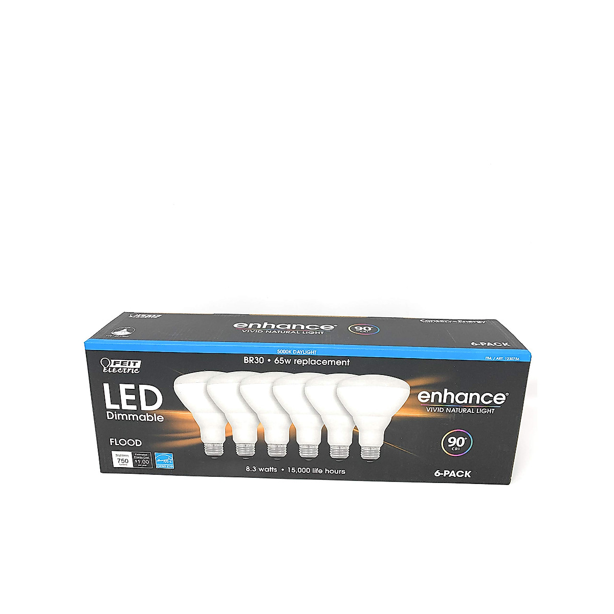 Feit Electric Dimmable Led BR 30 Flood 65W 6 Pack Daylight, 6Count(Pack of 1)