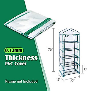 Solution4Patio Expert in Garden Creation #G304B00-US Transparent PVC Greenhouse Replacement Cover Fit for 5-Tier Shelves Frame Size 27 in. W x 19 in. D x 76 in. H (Frame Not Included)