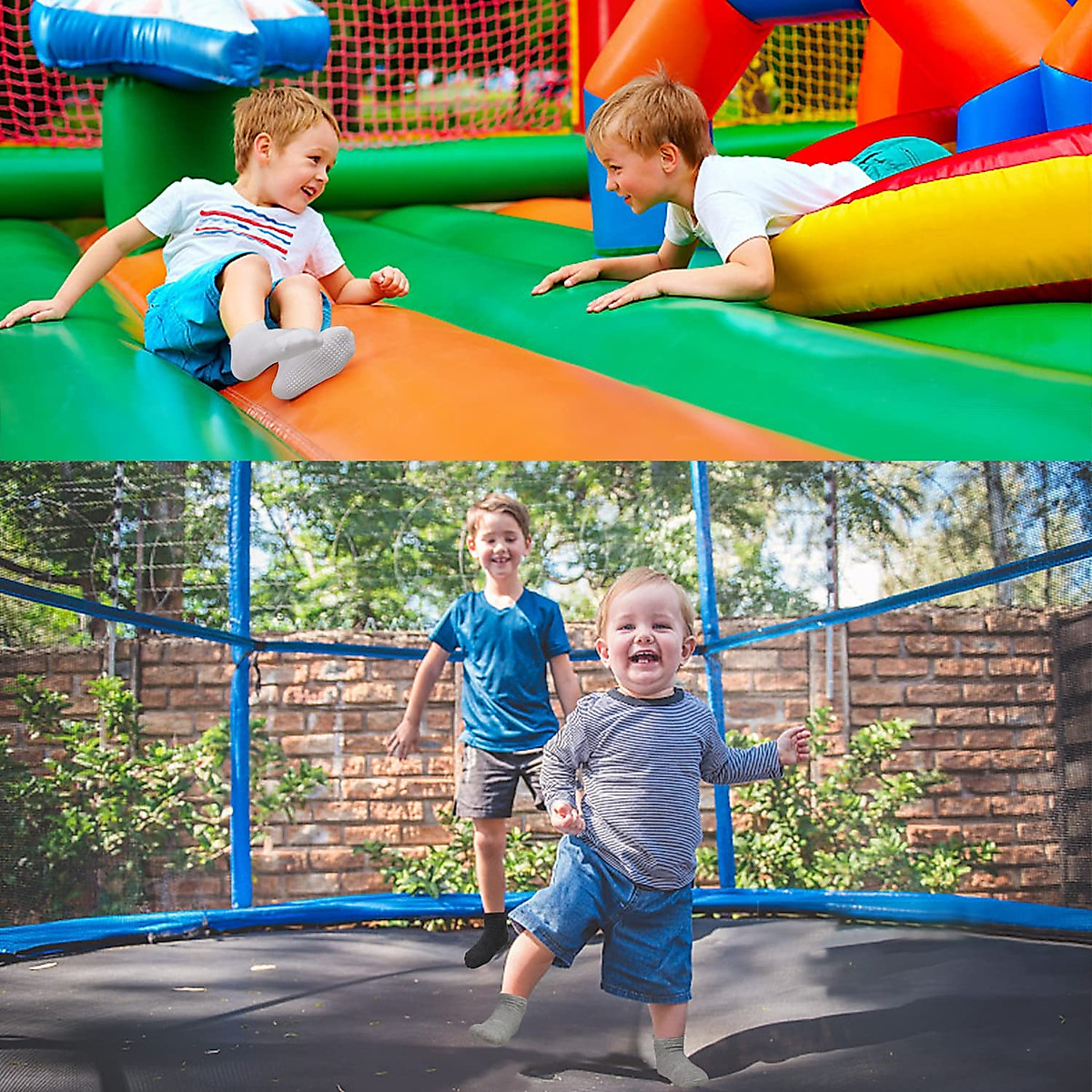 GRPSKCOS Non Slip Toddler Boy Socks, 12 Pairs Anti Skid Ankle Socks Kids Girls Grips Cotton Crew Socks for 1-7 Years Children (#1 Multicolor-12 Pairs, 1-3T)