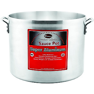 Winco USA Super Aluminum Sauce Pot, Extra Heavy Weight, 20 Quart, Aluminum