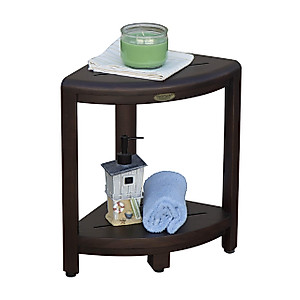 EcoDecors Fully Assembled Teak Corner Shower Shelf, Shower Stool for Shaving Legs, Shower Foot Stool, Teak Shower Stool, Corner Shower Stool, Small Shower Stool, Teak Corner Shower Bench, Teak Stool
