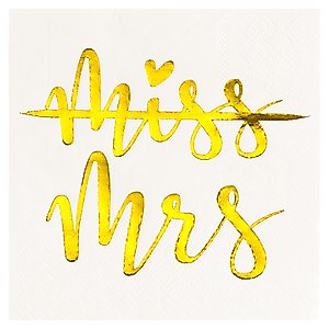 Calculs Miss to Mrs Wedding Napkins Bridal Shower Dessert Cocktail Napkins Gold Foil Tableware Snack/Dessert/Beverage Disposable Paper Supplies 55 Pcs