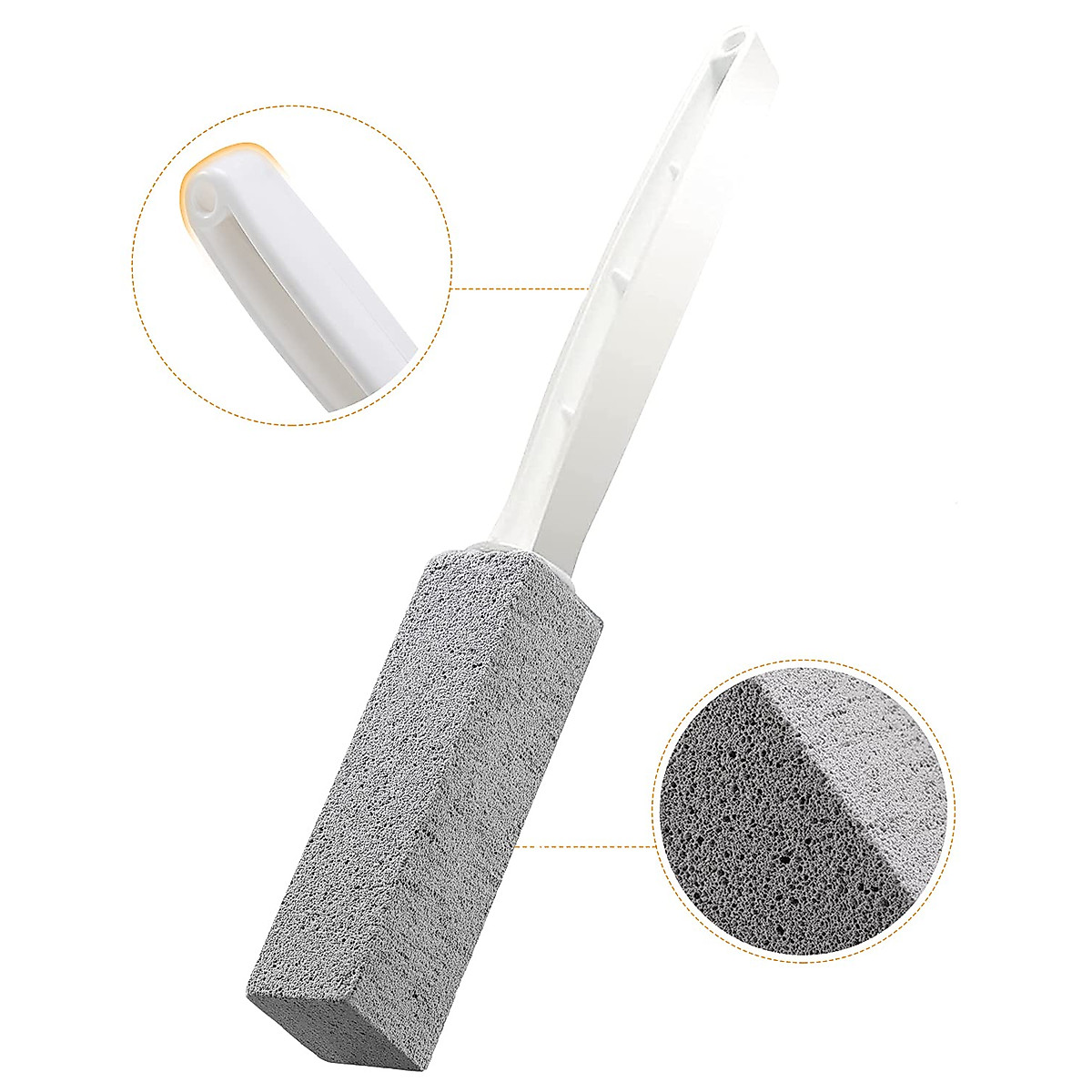 2 Pack Toilet Cleaner Hard Water Build up Remover with Ergonomic Handle, Toilet Bowl Stain Ring Remover, Pumice Cleaning Stone with Handle for Kitchen/Bathroom/Pool/Household Cleaning
