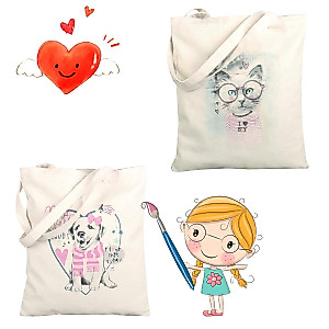 Faylapa 6 Pcs Canvas Tote Bags,Heavy Duty and Strong Easter Hunter Bag Shopping Grocery Bag Blank Cotton Bags for Decorating Crafts DIY,Painting (White, 13.6"x 15.3")