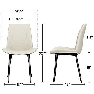 SunsGrove Beige Dining Chairs in Faux Leather with Soft Cushion, Metal Legs Loading Up to 350lbs Modern Kitchen Chairs for Dining, Living Room, Bedroom Side Chairs, Set of 2