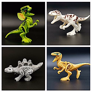 Toysvill Compatible Dinosaurs Mini Figures for Jurassic World Building Blocks Toys (Set of 20 Pieces) with Moving Parts. T Rex, Dragon Sword, Pterodactyl, Tyrannical Dragon, Stygimoloch et al.