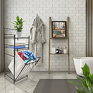 Sorbus Bathroom Tower Hamper Organizer - Features Tilt Out Laundry Hamper and 2-Tier Storage Shelves - Great for Bathroom, Laundry Room, Bedroom, Closet, Nursery, and more