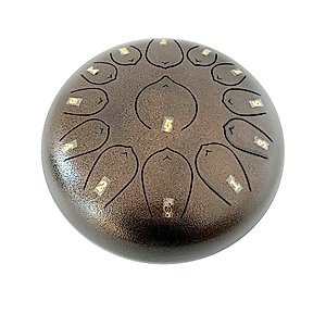 Sidasu Steel Tongue Drum 13 Notes 12 Inches Percussion Instrument Handpan Drum with travel Bag Music Book Mallets steel tongue drum stand（ 13 Notes 12 Inches, Bronze）