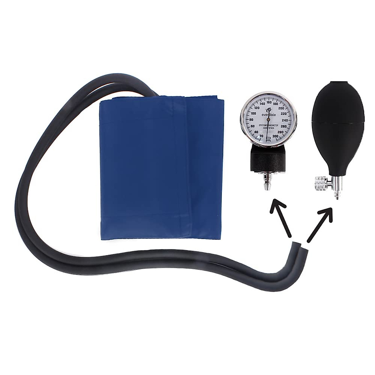 Dixie Ems Deluxe Aneroid Sphygmomanometer Blood Pressure Set W/Adult Cuff, Carrying Case and Calibration Tool - Navy