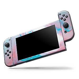 Design Skinz - Compatible with Nintendo Switch OLED Dock Only - Skin Decal Protective Scratch-Resistant Removable Vinyl Wrap Cover - Marbleized Teal and Pink V2