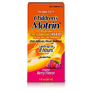 Children's Motrin Oral Suspension, Pain Relief, Ibuprofen, Berry Flavored, 1 Oz (Pack of 6)