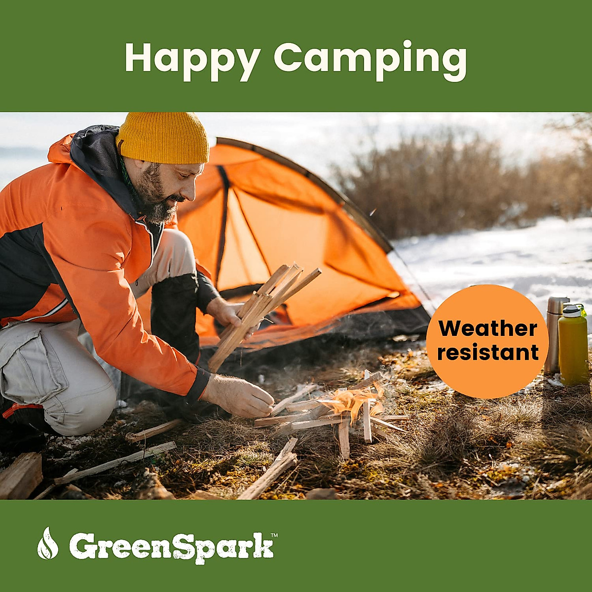 GreenSpark Firesticks Fire Starters for Fire Pit, Campfire, FireplaceBBQ Grill, Wood & Pellet Stove, Camping, Survival Safety Kit, Fast Lighting, Long Burn, Waterproof, Indoor Outdoor Use (48 Count)