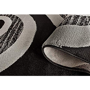 GLORY RUGS Modern Area Rug 5x7 Black Gray Swirls Carpet Bedroom Living Room Contemporary Dining Accent Sevilla Collection 4817A (5x7, Black)