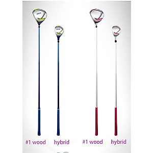 Left Hand Golf Club Wood Kids #1#5 Golf Drivers Junior Wooden Pole Golf Putter with Golf Headcover (Green,Hybrid- Age 5-8)