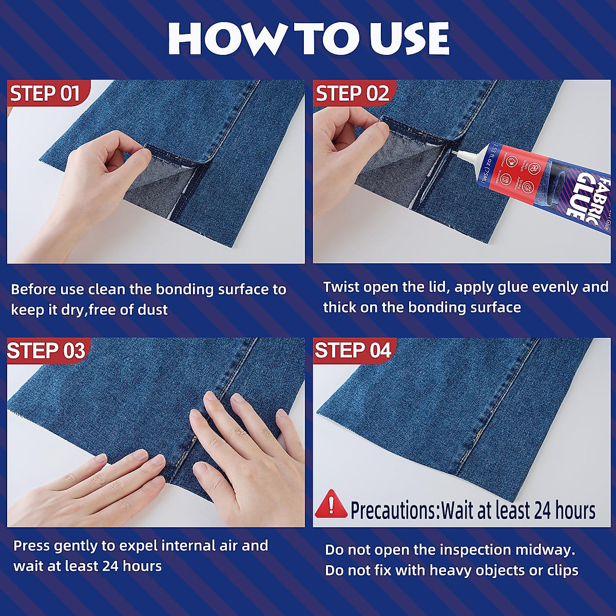 YAFLC Fabric Glue Permanent 75 ml, Fabric Glue for Patch, Clear Fabric Glue for Clothing Permanent Washable, Leather Glue for All Fabrics, Cotton, Denim, Flannel, Polyester