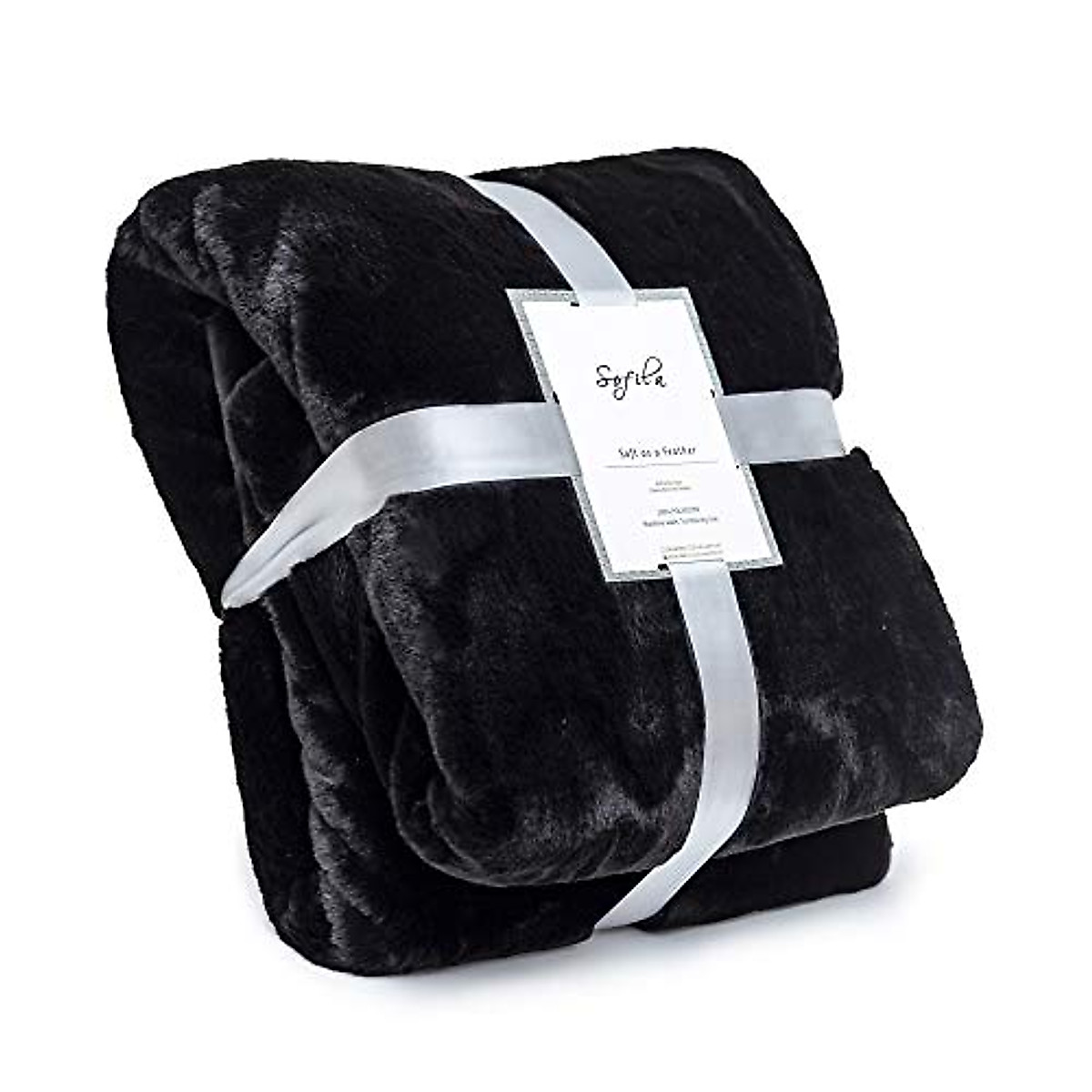 Sofila Faux Fur Throw Blanket Mink Plush Fleece, Super Soft Warm Cozy Fuzzy for Sofa Couch Bed Home Decorative Luxury Elegant, Black Panther, 50 x 60 Inches