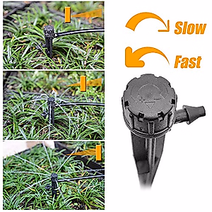 Adjustable Irrigation Drippers,Adjustable 360 Degree Water Flow Drip Irrigation System Drip Emitters for 4/7mm Tube PE Pipe for Flower beds, Vegetable Gardens, Herbs Gardens 50PCS