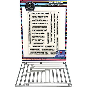 Alinacutle Sentiments Clear Stamps and Tag Die Set, Stripe Stamp Banner,Paper Craft Metal Die-Cuts,Scrapbooking Cutting