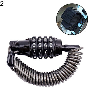 Bike Ring Lock Wire Steel Cable Lock,Multifunction Bicycle Steel Wire 4 Digit Password Anti-Theft Security Bike Lock for Motorcycle,Door, Gate, Fence, Grill Black Lock + Bag